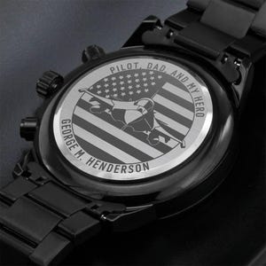 Personalized Patriotic US Fighter Pilot Metal Watch Gift. Custom ...