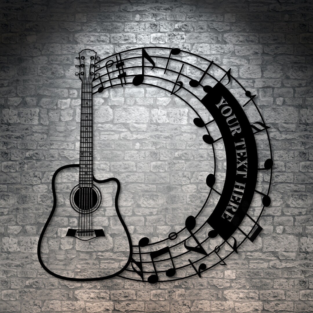 Personalized Acoustic Guitar in Notes Name Metal Sign Gift - Etsy