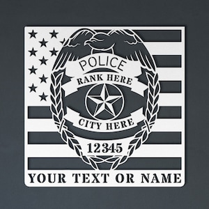 Personalized Police Badge Name Metal Sign Gift. Customizable Police ...