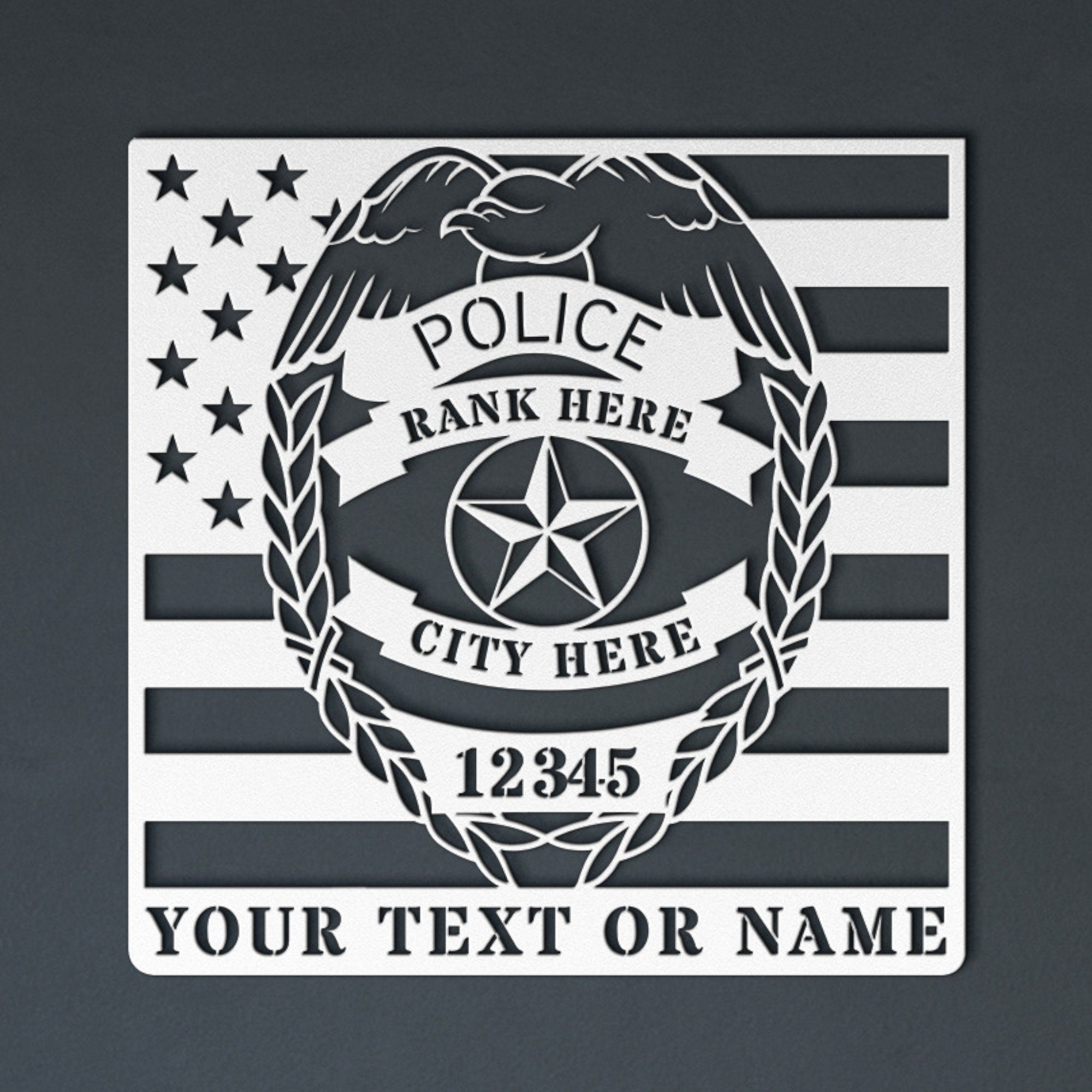 Personalized Police Badge Name Metal Sign Gift. Customizable Police ...