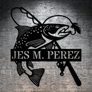 Personalized Fishing Rod Name Metal Sign. Custom Fishing Wall Decor ...