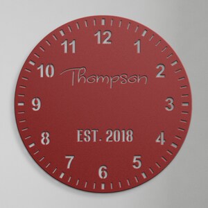 Personalized Clock Numbers Wall Metal Sign. Custom Family Name Est ...