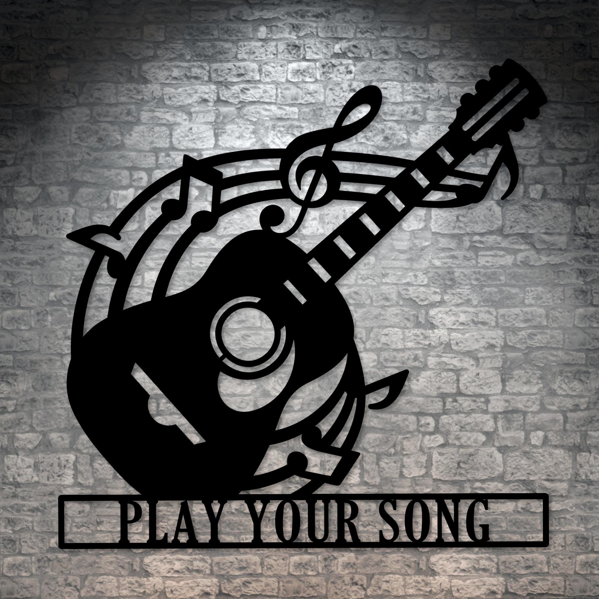 Personalized Acoustic Guitar Lover Name Metal Art Sign. Custom Music ...
