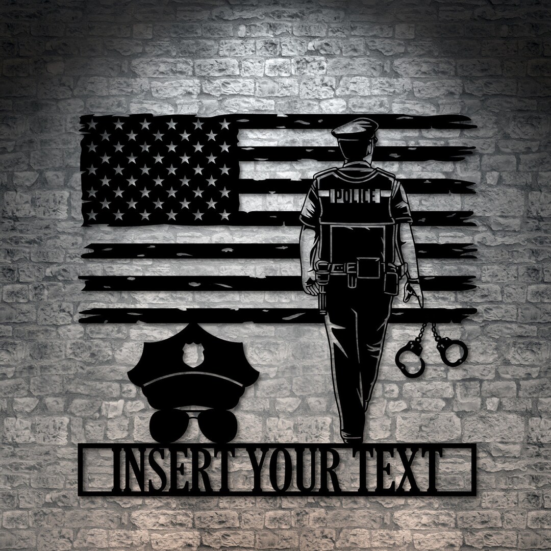 Personalized Police Officer Name Metal Sign. Custom Patriotic Police ...