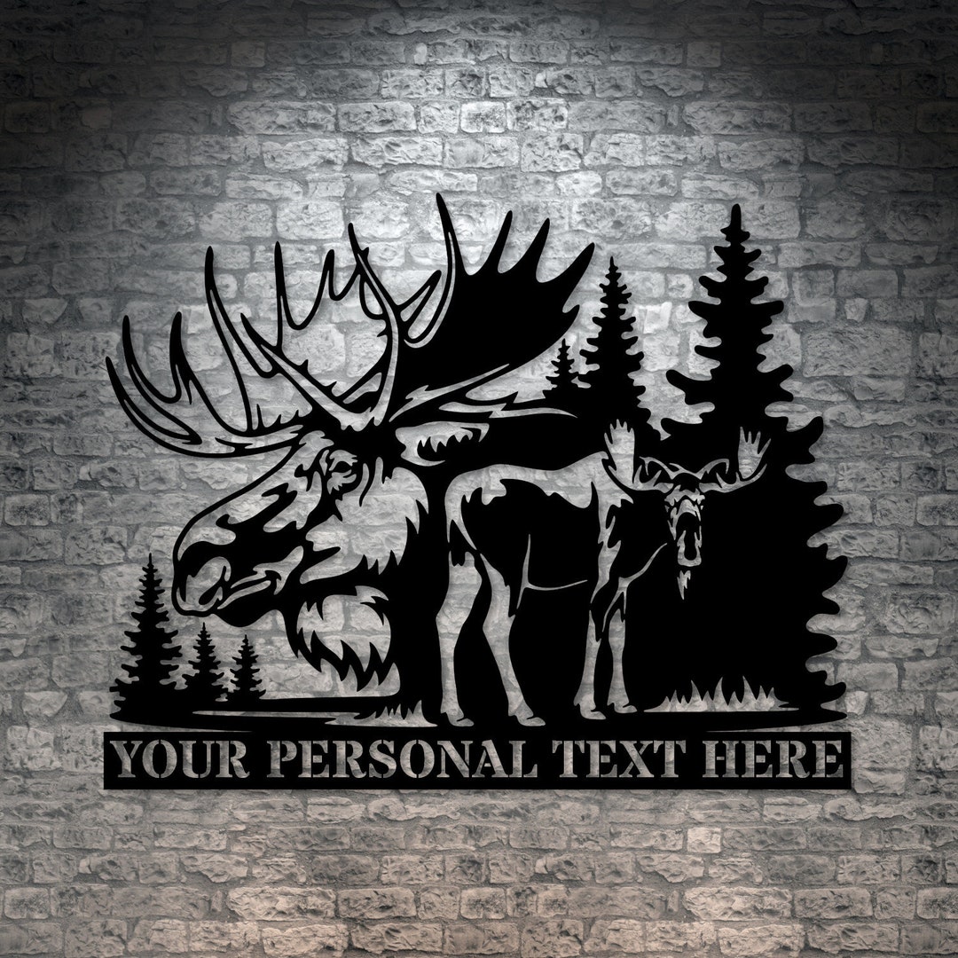 Personalized Moose Forest Name Metal Sign. Custom Wild Animal Wall ...