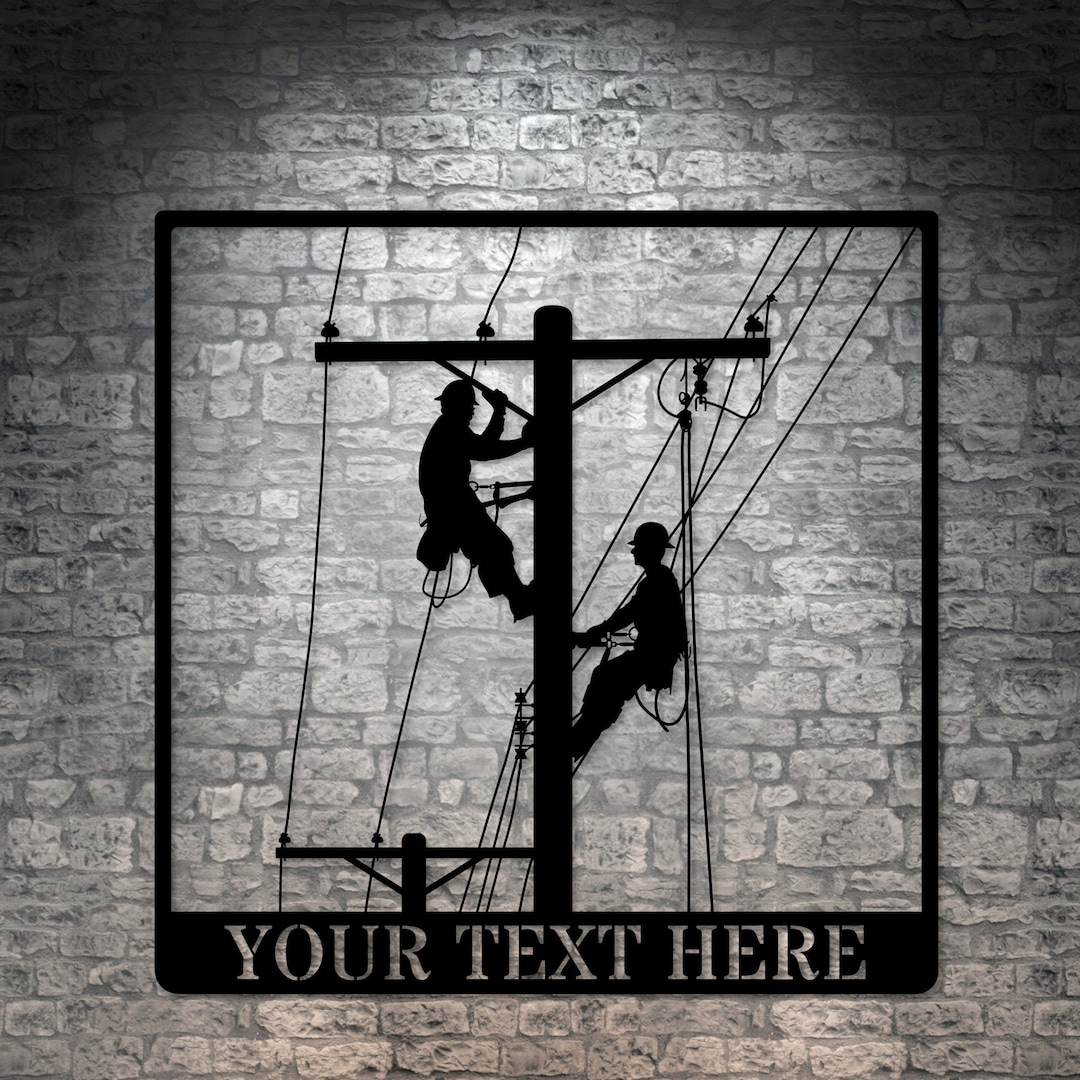 Personalized Linemen Workers Metal Sign. Custom Electrician Wall Decor ...
