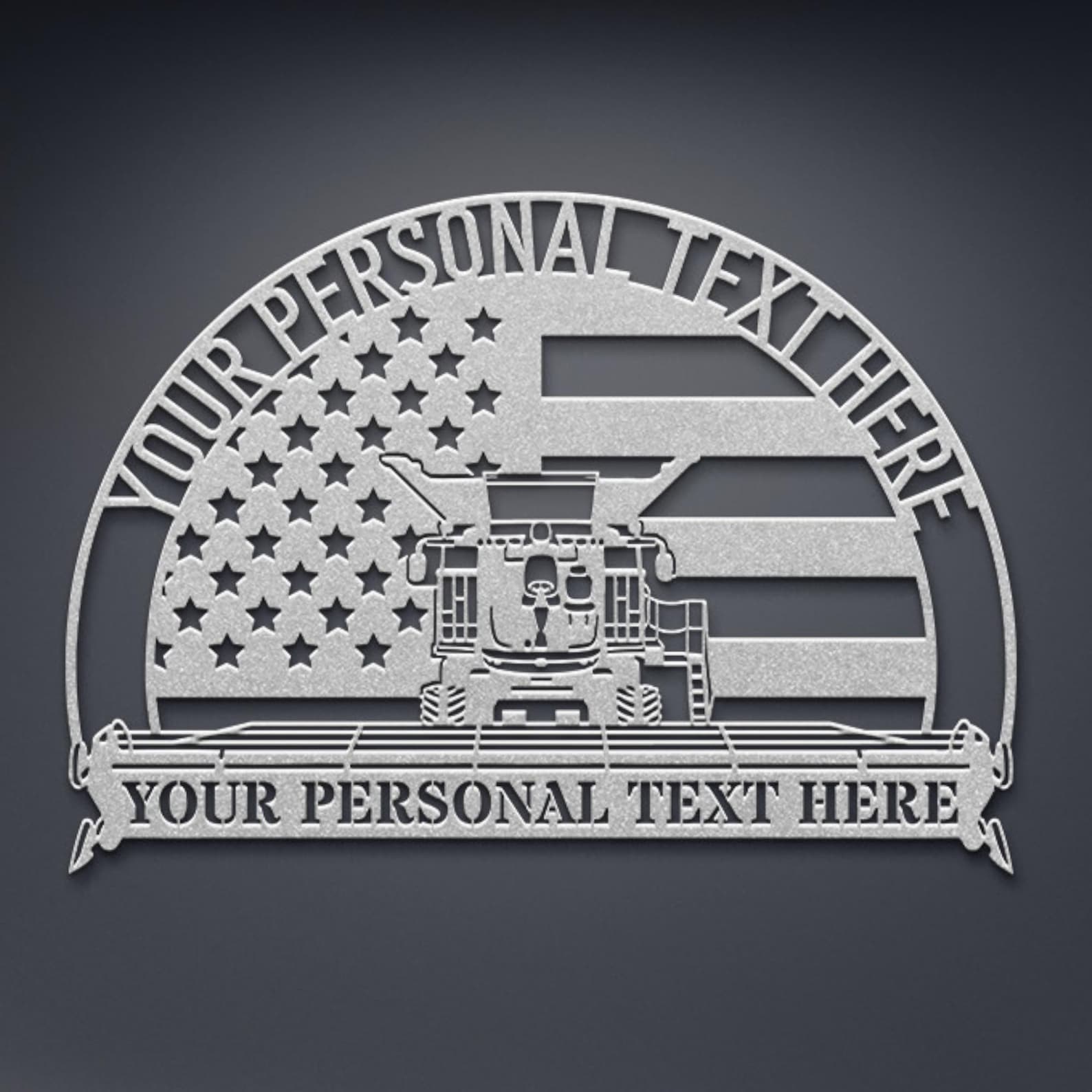 Personalized US Combine Harvester Name Metal Sign. Custom Patriotic ...