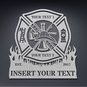 Firefighter Personalized Metal Sign Gift. Custom Fire Department ...