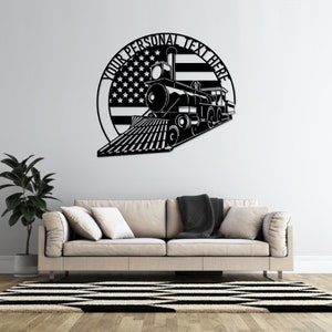 Personalized US Steam Train Metal Sign Gift. Locomotive Metal Wall Art ...