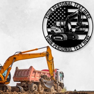 Personalized Excavator Name Metal Sign. Custom Digger Wall Hanging Gift ...