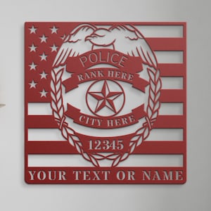 Personalized Police Badge Name Metal Sign Gift. Customizable Police ...