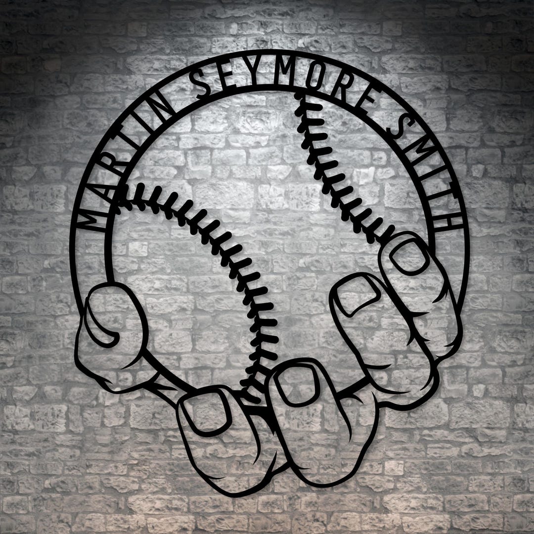 Personalized Baseball Hand Name Metal Sign. Baseball Lover Wall Decor ...