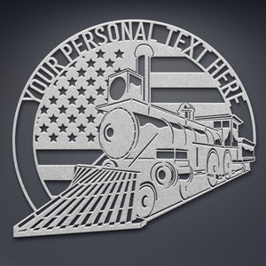 Personalized US Steam Train Metal Sign Gift. Locomotive Metal Wall Art ...