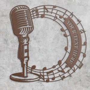 Personalized Microphone Metal Sign. Custom Singer Wall Decor. Musician ...