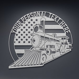 Personalized US Steam Train Metal Sign Gift. Locomotive Metal Wall Art ...