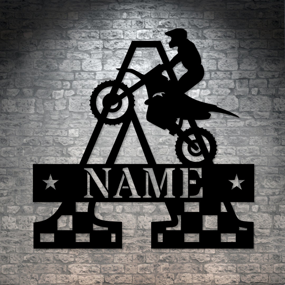 Personalized Motocross Initial Name Metal Sign. Custom Dirtbike Wall ...