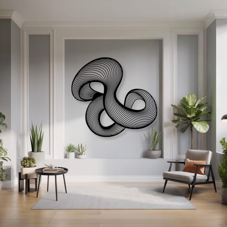 Minimalist Laser-cut Metal Wall Art. Modern Line-art Steel Décor in ...