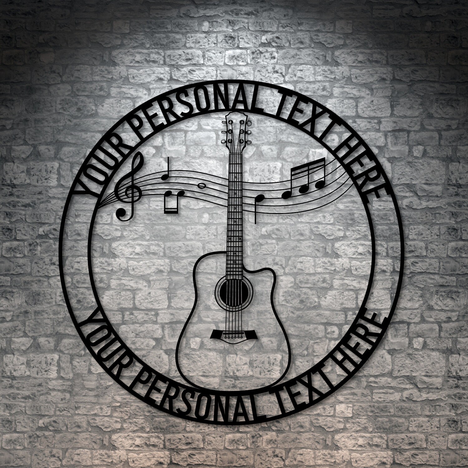 Personalized Guitar and Notes Name Metal Sign Acoustic - Etsy