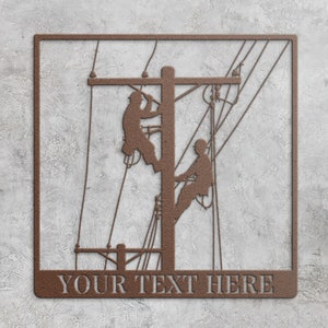 Personalized Linemen Workers Metal Sign. Custom Electrician Wall Decor ...