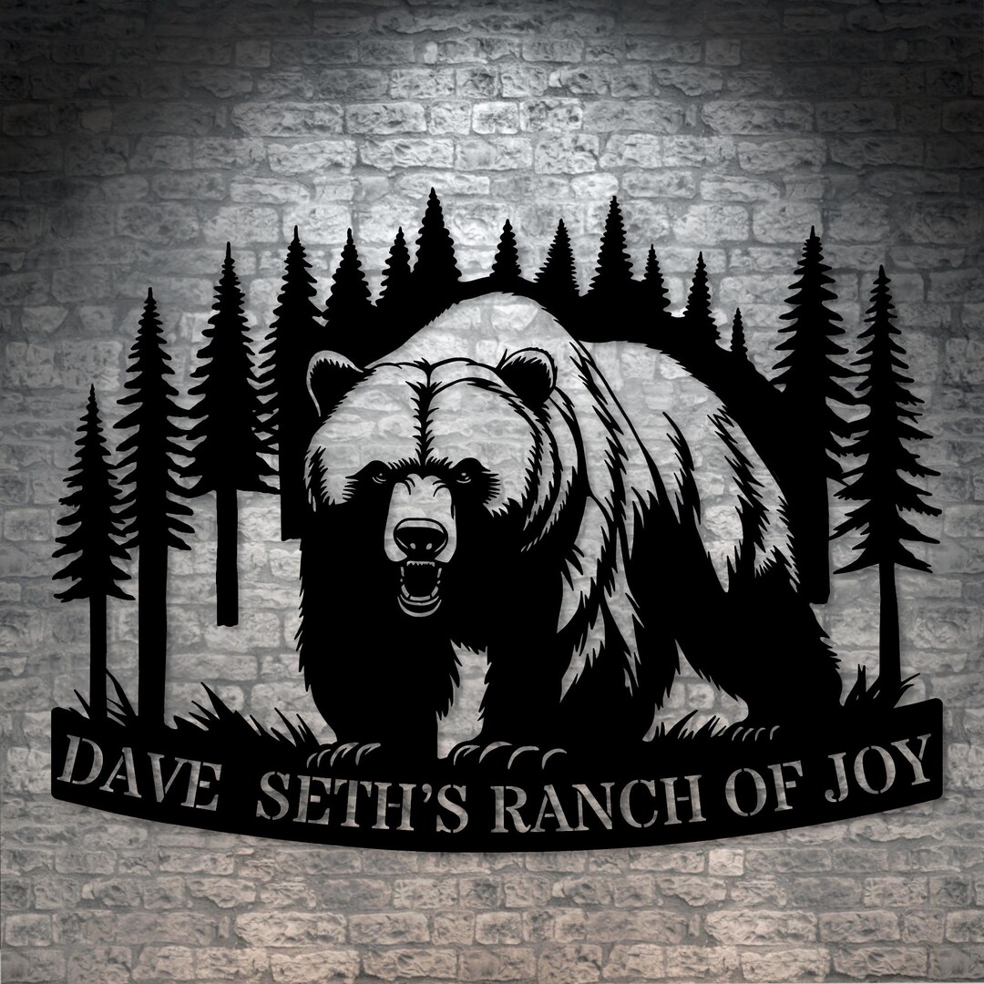 Personalized Black Bear Metal Sign Gift. Custom Forrest Wildlife Wall ...