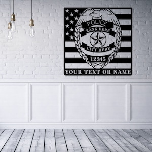Personalized Police Badge Name Metal Sign Gift. Customizable Police ...