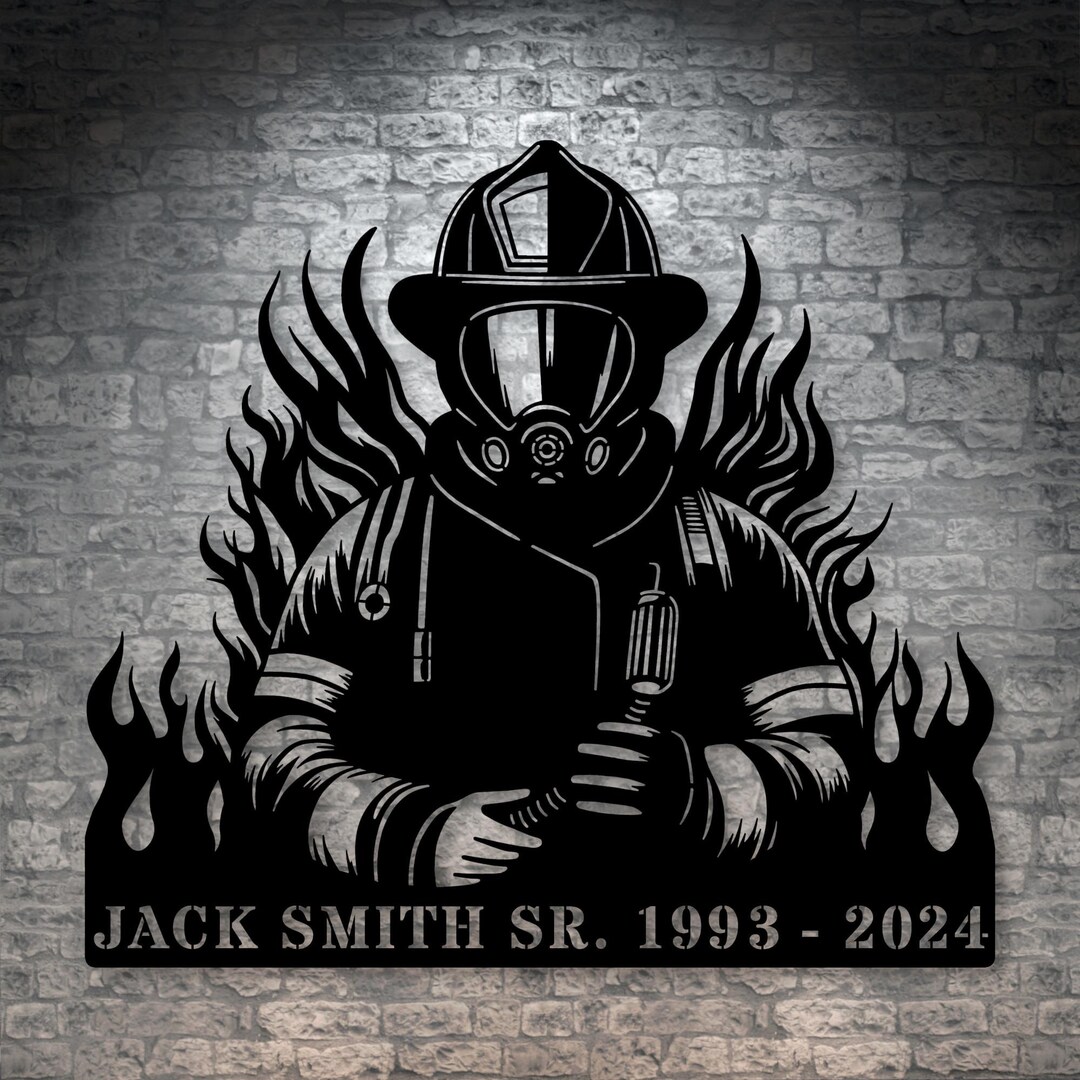 Personalized Fireman Metal Sign. Custom Volunteer Wall Decor Gift ...