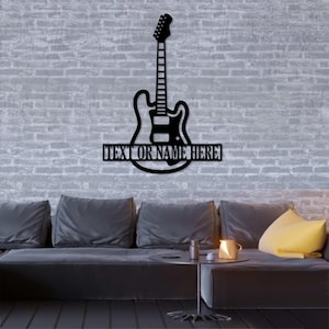 Personalized Guitar Name Metal Sign. Custom Music Room Wall Decor Gift ...