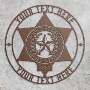 Personalized 6-point Police Star Badge Metal Sign. Custom Police ...