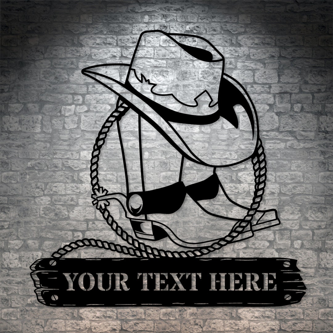 Personalized Cowboy Boots Metal Sign. Custom Rodeo Wall Decor Gift ...