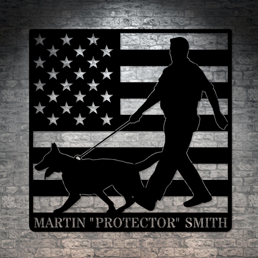 Personalized K-9 Police Officer Metal Sign. Custom Policeman Wall Decor ...