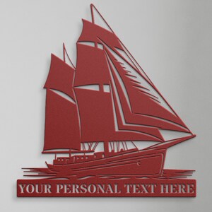 Personalized Sailboat Ship Metal Sign. Custom Schooner Wall Decor Gift ...