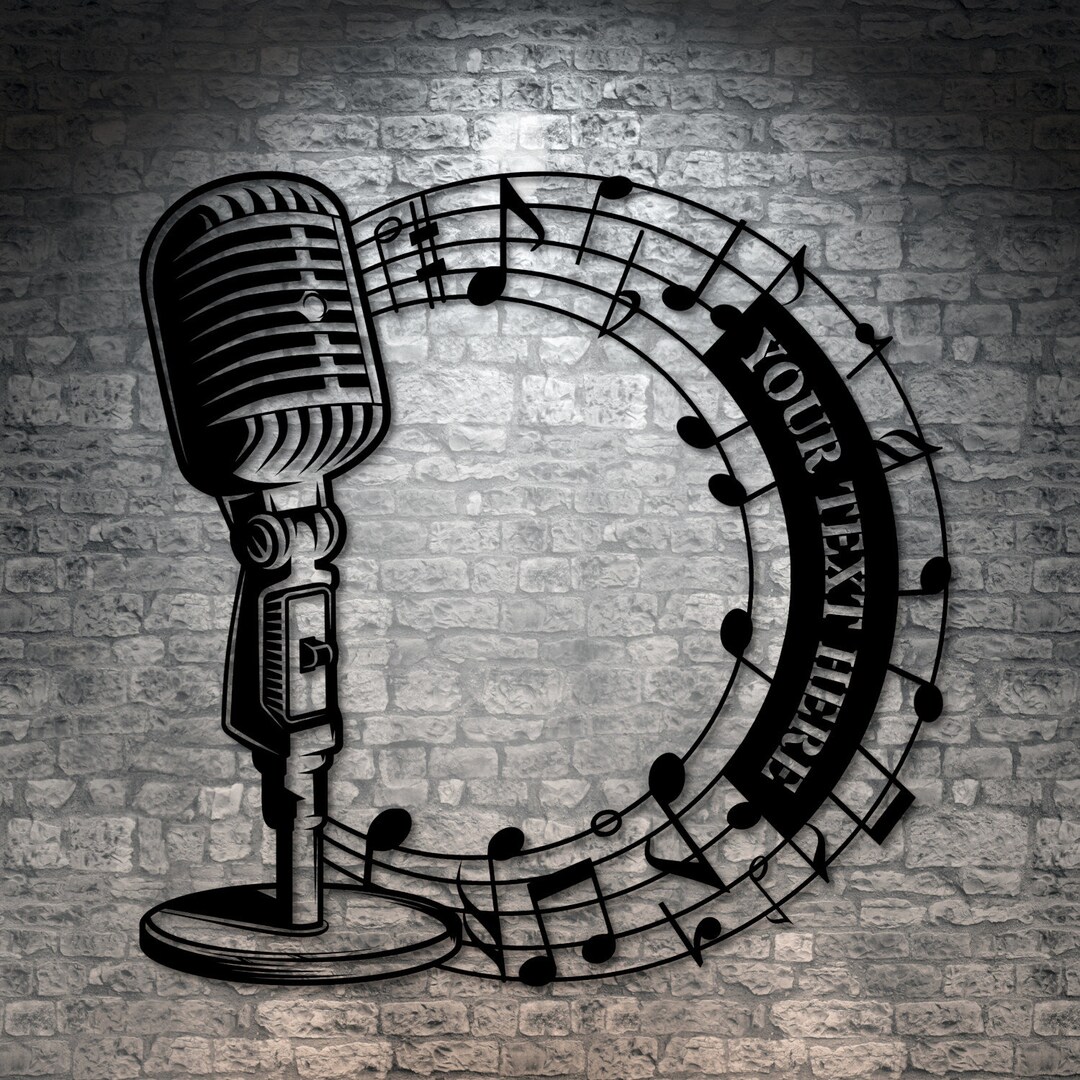 Personalized Microphone Metal Sign. Custom Singer Wall Decor. Musician ...