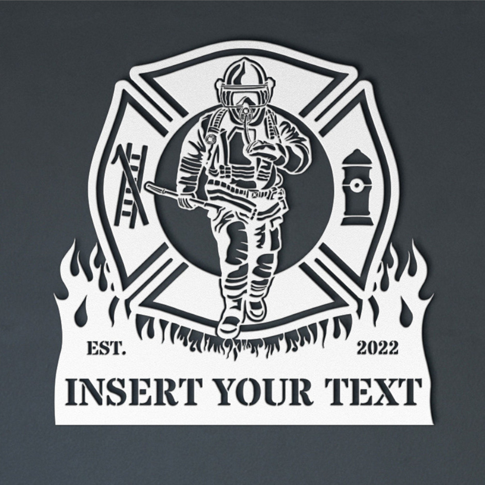 Personalized Fireman Name Maltese Cross Metal Sign Gift, Custom ...