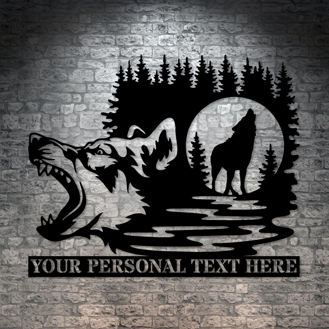 Personalized Angry Wolf Name Metal Sign. Custom Wolf Pack Wall - Etsy