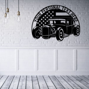 Personalized American Hot Rod Name Metal Sign. US Custom Car Wall Decor ...