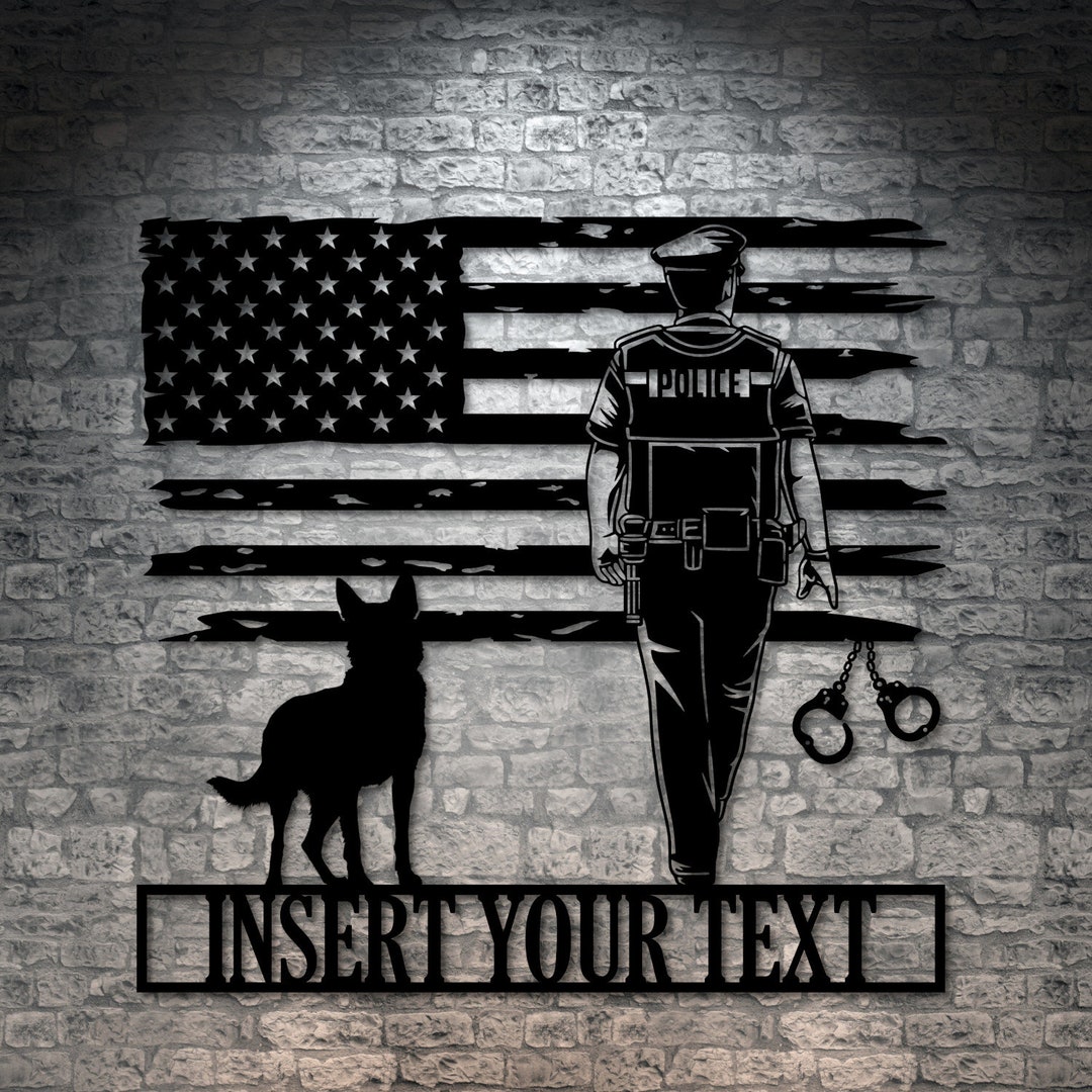 Personalized American Police Officer and K9 Dog Name Metal Sign. Custom ...