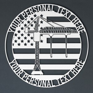 Personalized US Tower Crane Name Metal Sign. Custom Crane Operator Wall ...