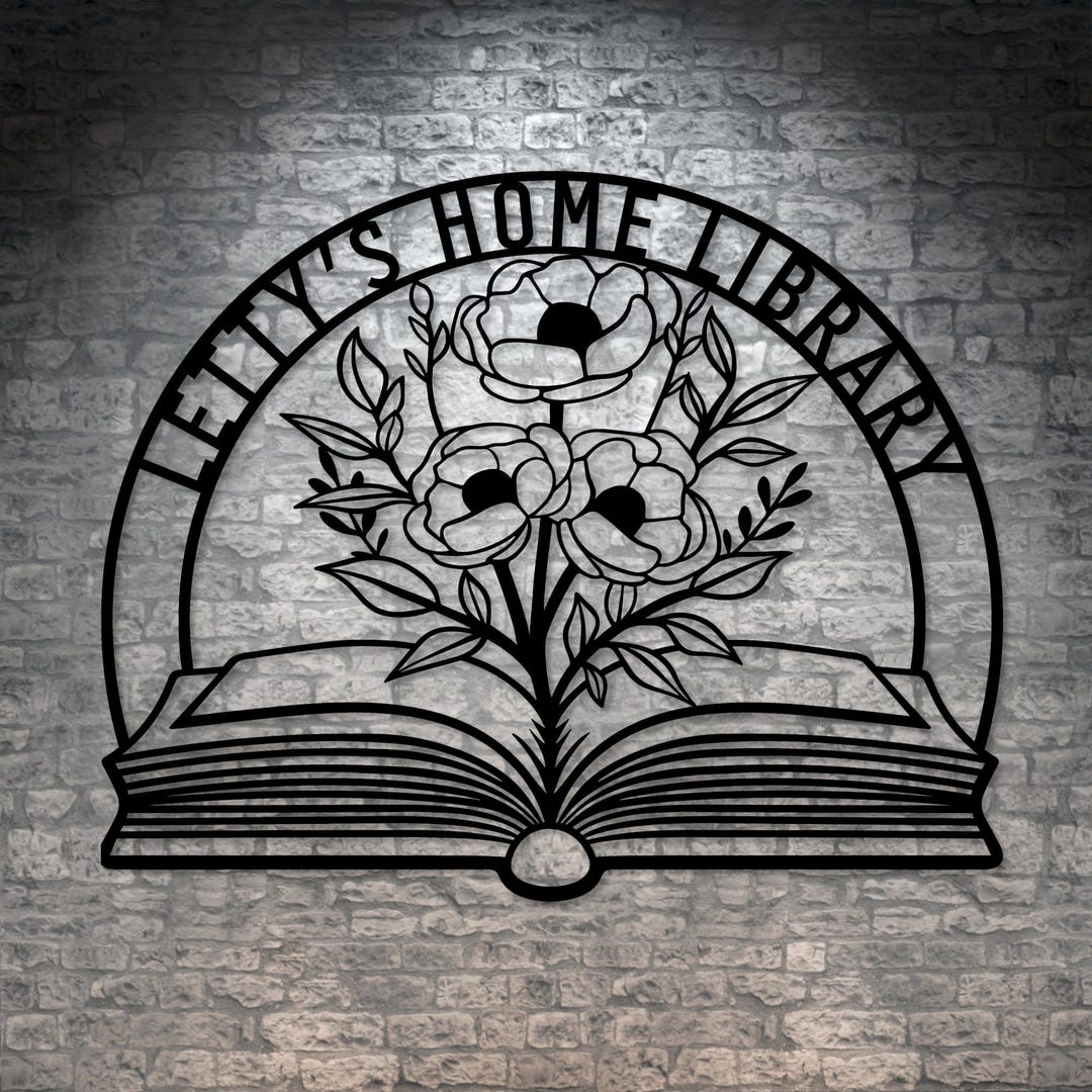 Personalized Reading Room Name Metal Sign. Custom Book Lover Wall Decor ...