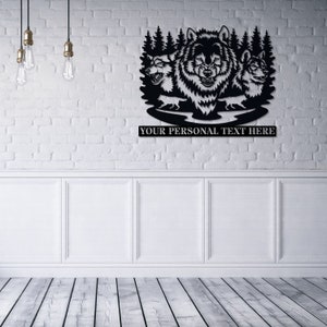 Personalized Wildlife Wolf Family Name Metal Sign. Custom Wolf Wall ...