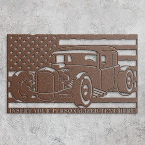Personalized US Hot Rod Name Metal Sign. American Rat Rod Custom Car ...