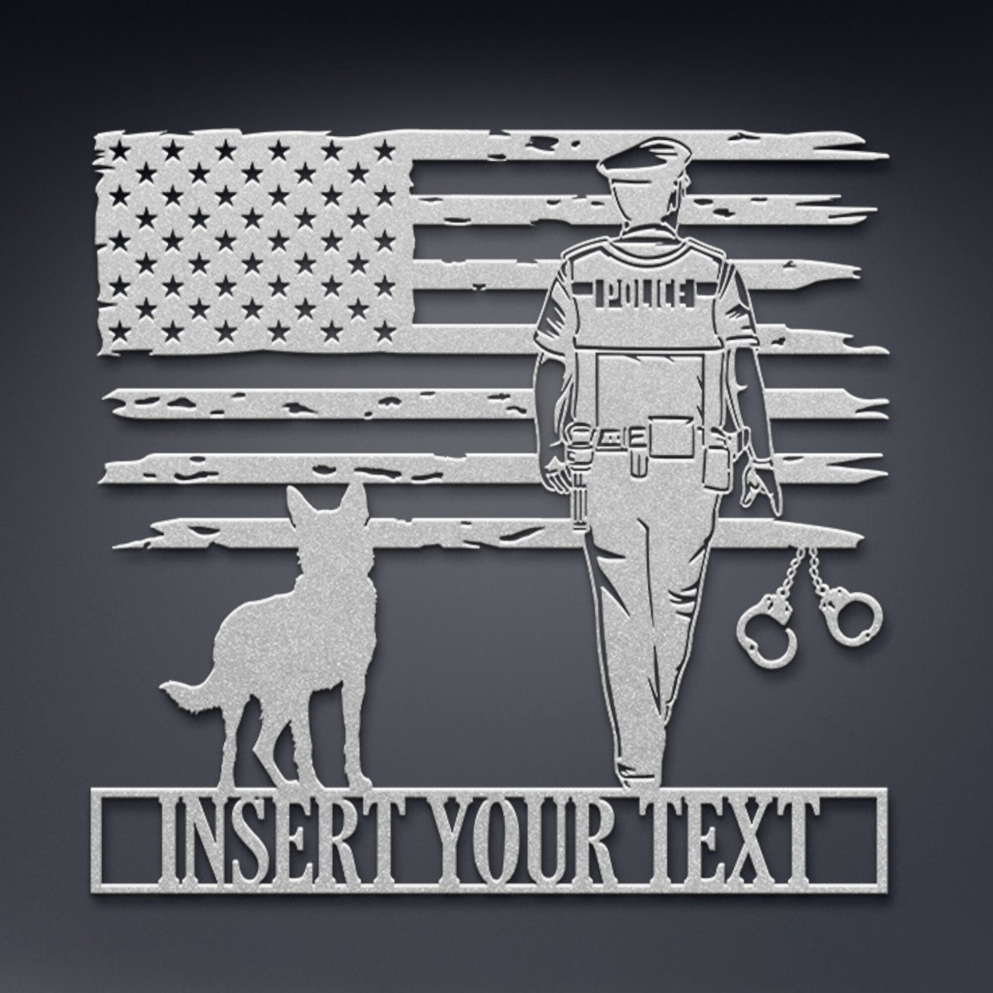 Personalized American Police Officer and K9 Dog Name Metal - Etsy