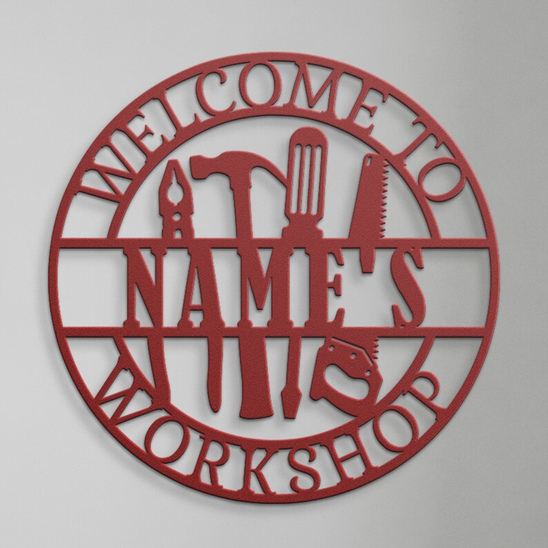 Personalized Workshop Name Metal Sign. Custom Garage Wall Decor Gift ...