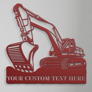 Personalized Excavator Digging Metal Sign With Custom Text, Excavator ...