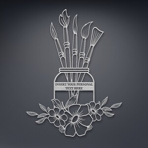 Personalized Artist Metal Sign. Custom Painter Brush Wall Decor Gift ...