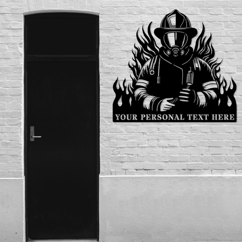 Personalized Fireman Metal Sign. Custom Volunteer Wall Decor Gift ...
