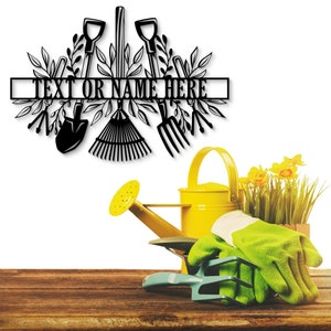 Personalized Garden Tools Name Metal Sign. Custom Greenhouse Wall Decor ...