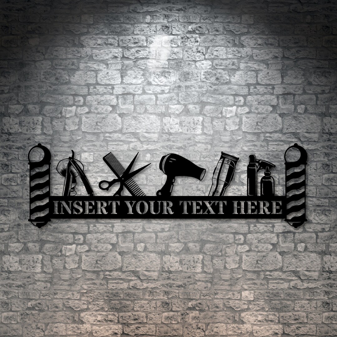 Personalized Barber Shop Metal Sign Gift. Custom Barber Logo Wall Decor ...