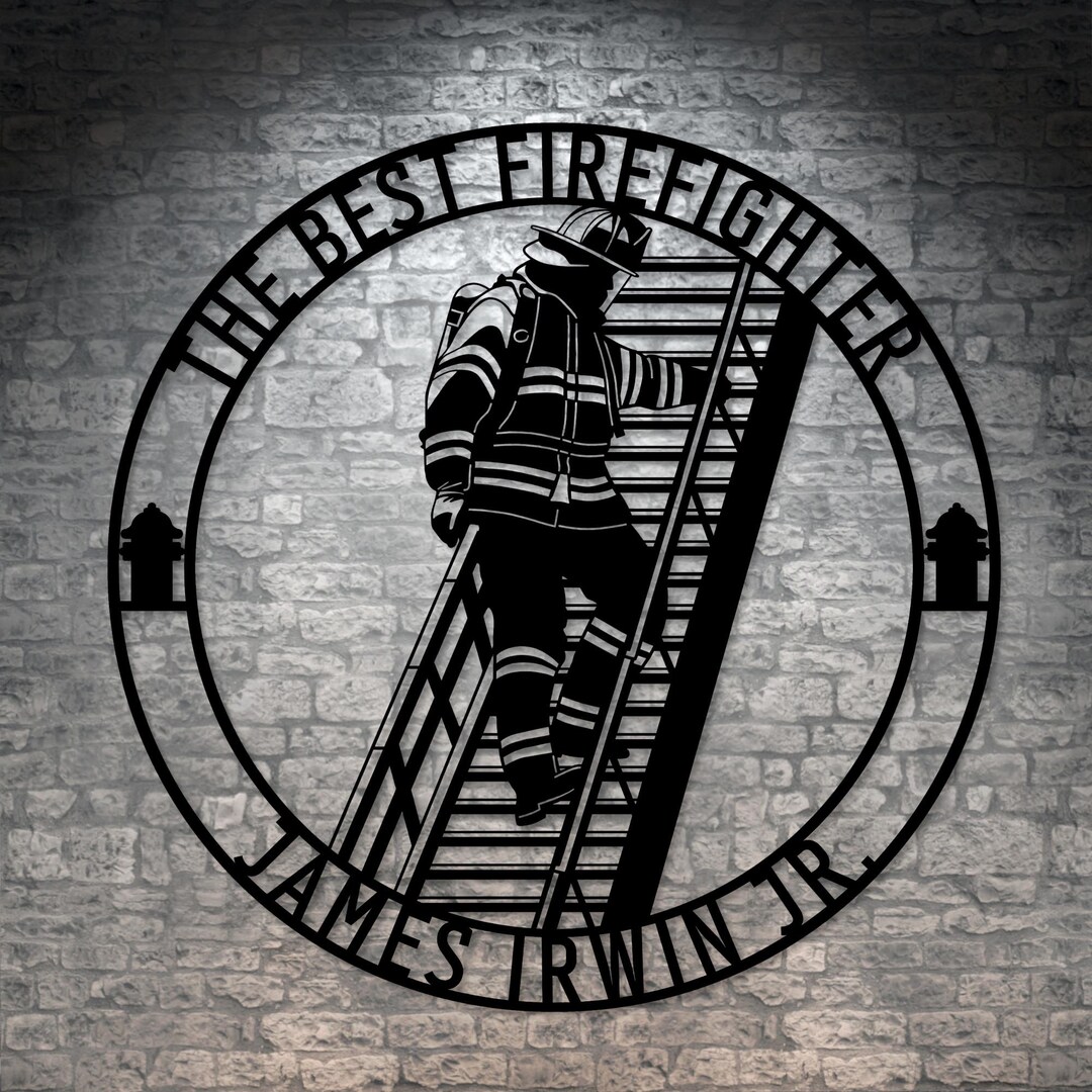 Personalized US Firefighter Metal Sign. Custom American Fireman Wall ...