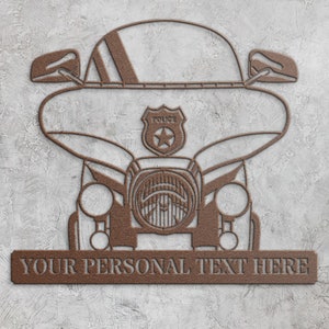 Personalized Police Motorbike Metal Sign. Custom Motorcycle Cop Wall ...