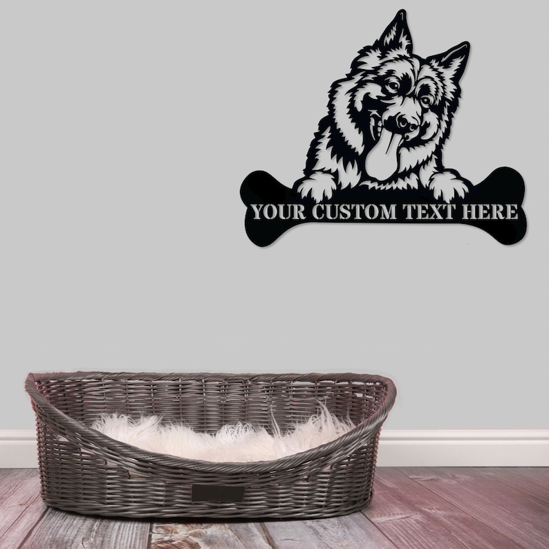 Personalized Happy German Shepherd Name Metal Sign. Customizable Dog ...
